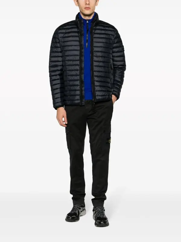Stone Island Compass-motif Tapered Trousers - Black