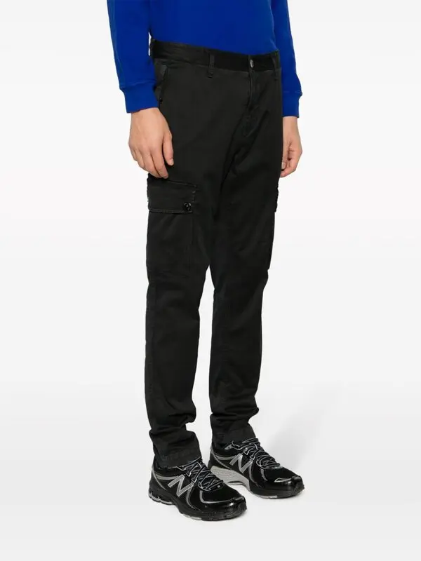 Stone Island Compass-motif Tapered Trousers - Black