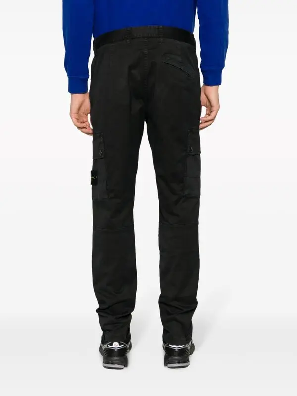 Stone Island Compass-motif Tapered Trousers - Black