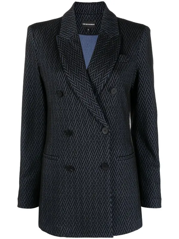 Emporio Armani Double-breasted Herringbone Blazer