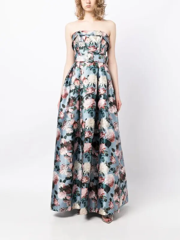 Sachin & Babi Brielle Floral-print Gown - Blue