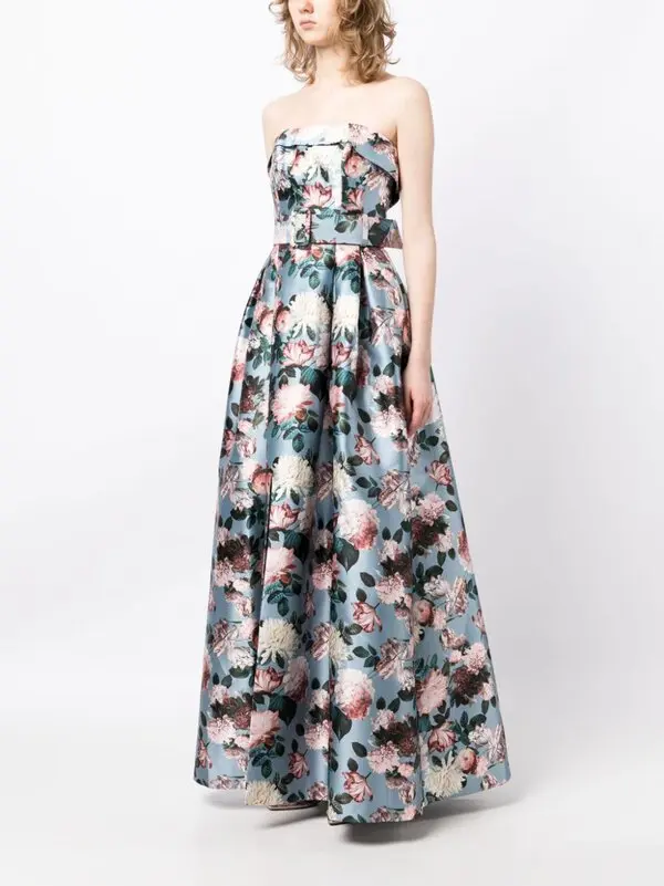 Sachin & Babi Brielle Floral-print Gown - Blue
