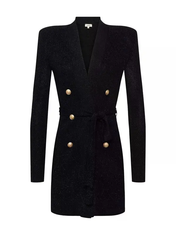 L'Agence Metallic-threading Belted Cardigan - Black