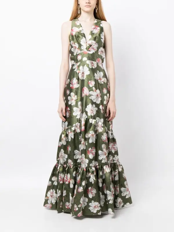 Sachin & Babi Rori Magnolia-print Gown - Green