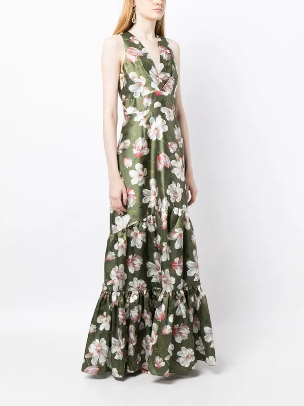 Sachin & Babi Rori Magnolia-print Gown - Green