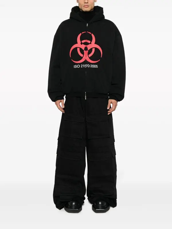 Vetements Genetically Modified Zip-Up Cotton Hoodie In Black - 25