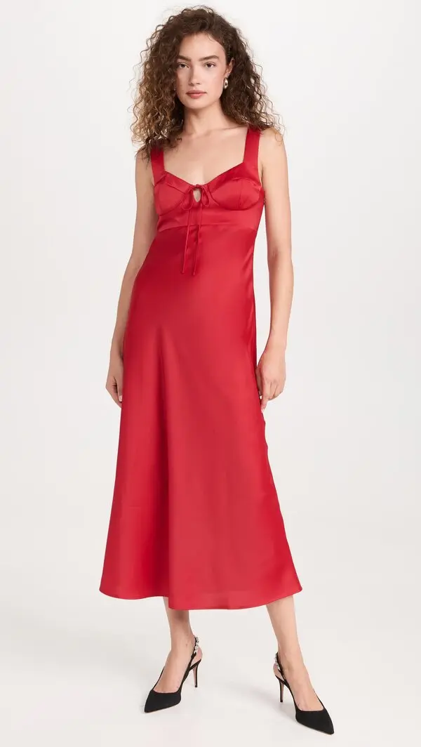 long sleeve midi birthday dress Grecilda Long Sleeve Midi Evening Party Dress red / XXL