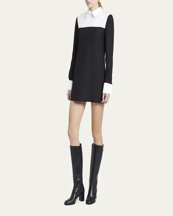 Valentino Garavani Leather Knee High Boots With Logo