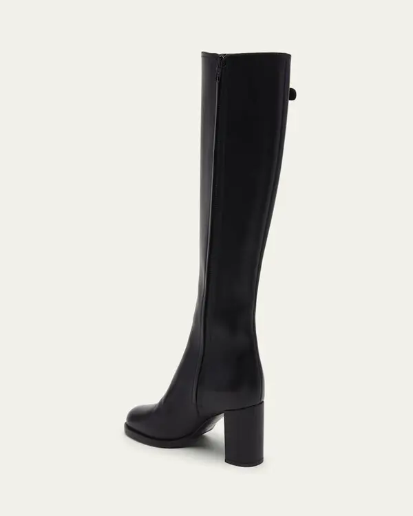 Valentino Garavani Leather Knee High Boots With Logo