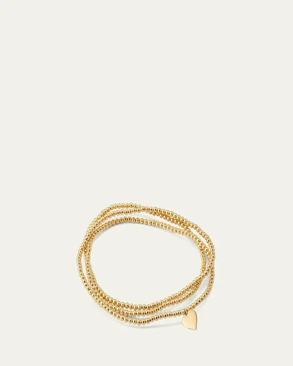 SYDNEY EVAN 14k Yellow Gold Pure Heart Charm & Bead Wrap Bracelet