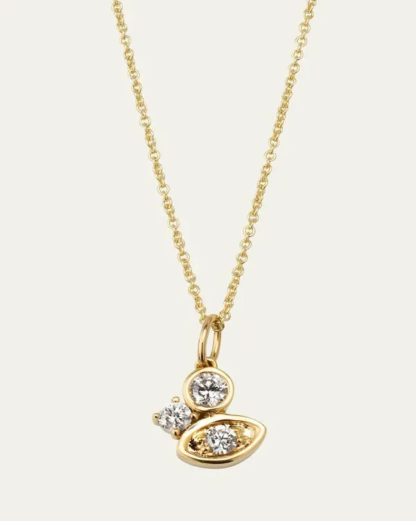 SYDNEY EVAN Diamond Marquise Eye Charm Necklace - Gold