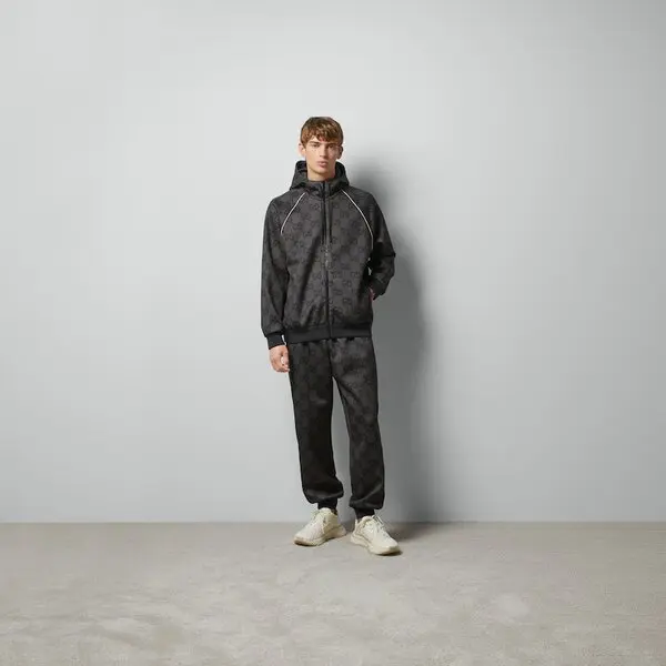 Gucci Jumbo Gg Zip-Up Jacket With Web - Grey | Editorialist