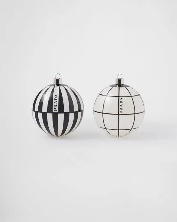 Prada Glass Christmas Ornament Set - White/black