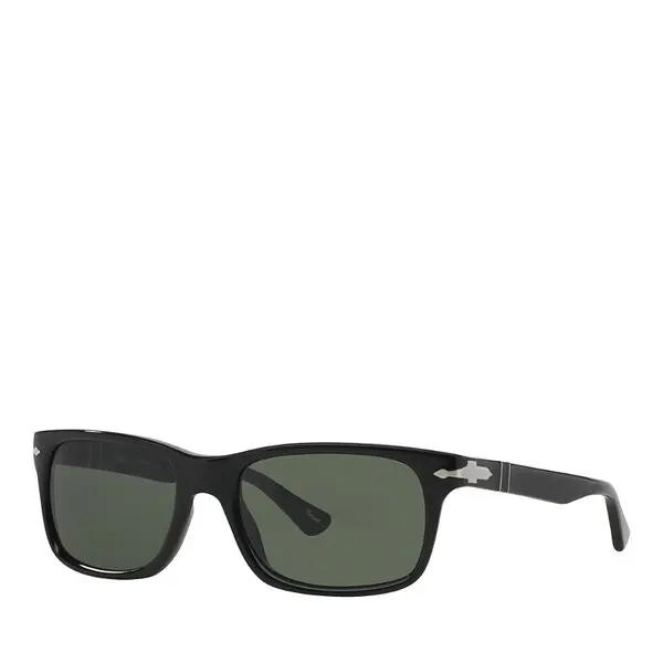 Persol 58mm Rectangle Sunglasses - Black/green Solid