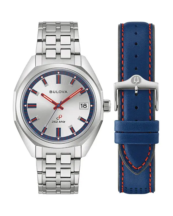 Bulova Classic Jet Star Watch, 40mm - Silver/blue