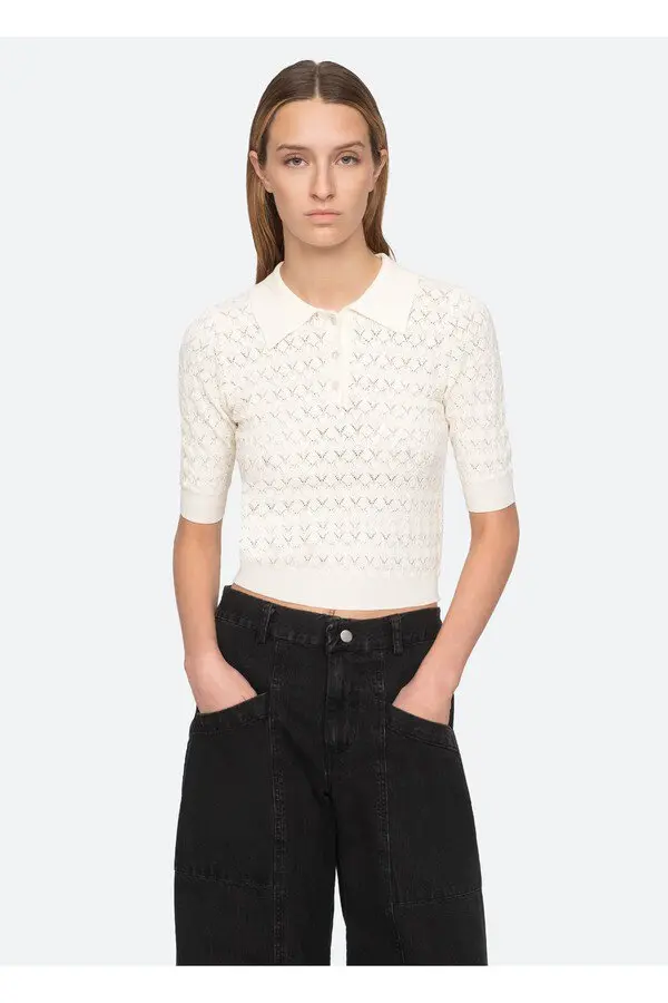 Sea Rue Polo Sweater - White