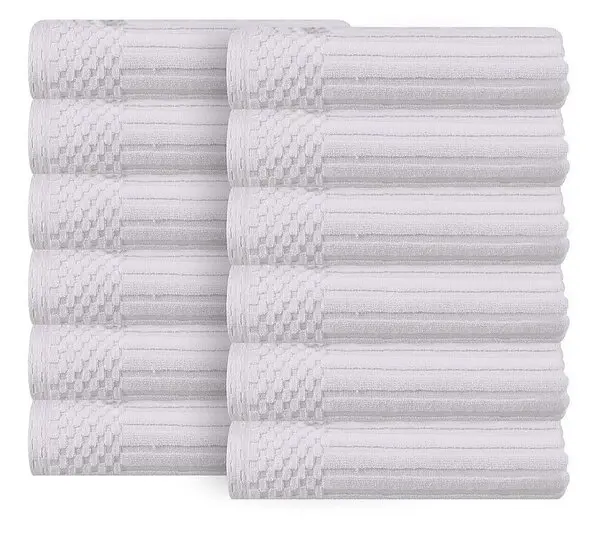 SUPERIOR Ribbed Cotton Absorbent 12 Pc Face Tow El Set