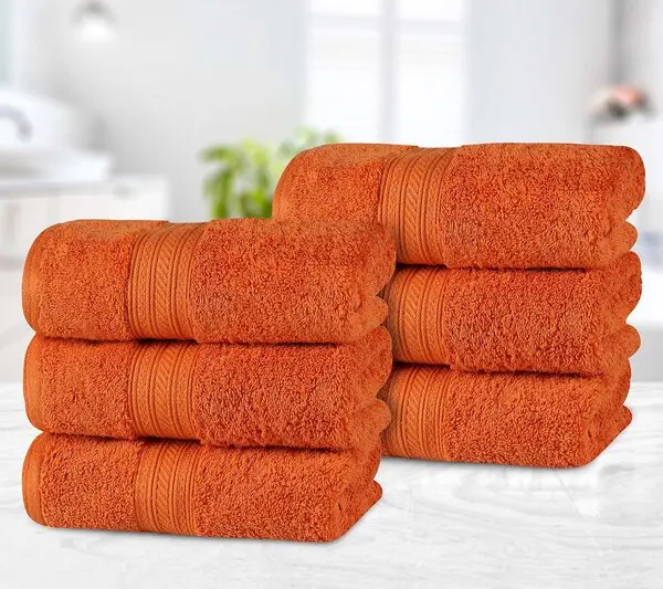 SUPERIOR Combed Cotton Highly Absorbent 6 Piece Hand Towel Se - One-color