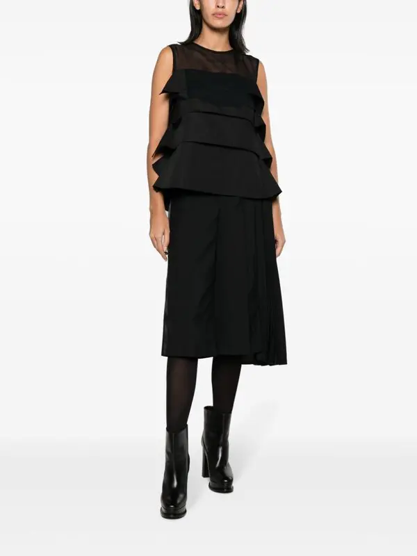 Sacai Ruffled Sheer-yoke Sleeveless Top