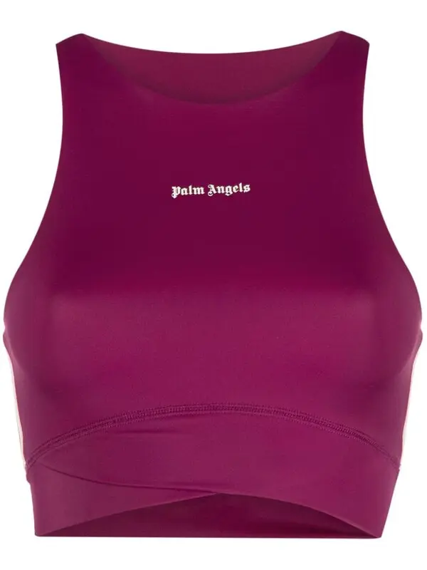 Palm Angels Printed-logo Cropped Top - Purple