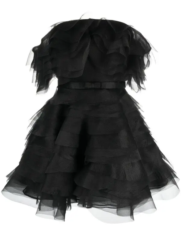 ANA RADU Off-shoulder Organza Minidress - Black