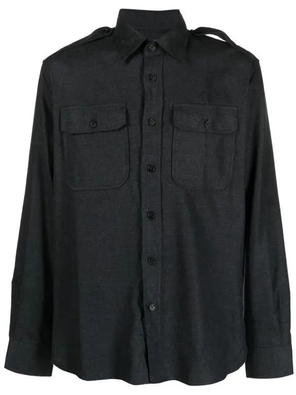 Ralph Lauren Purple Label Pointed-collar Button-up Cotton Blend Shirt
