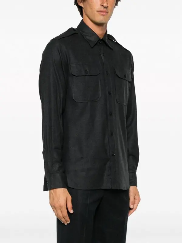 Ralph Lauren Purple Label Pointed-collar Button-up Cotton Blend Shirt
