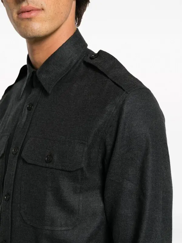 Ralph Lauren Purple Label Pointed-collar Button-up Cotton Blend Shirt