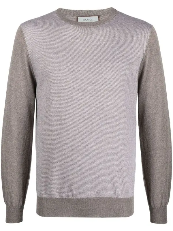 Canali Two-tone Wool Jumper - Neutrals