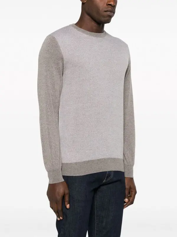 Canali Two-tone Wool Jumper - Neutrals