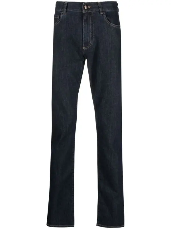 Canali Low-rise Straight-leg Trousers - Blue