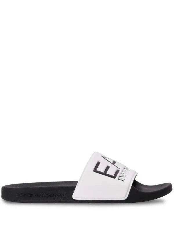 EA7 Logo Embossed Slides - White