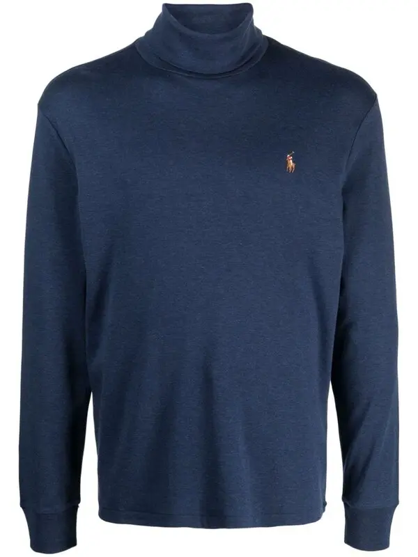 Polo Ralph Lauren Logo-embroidered Roll-neck Jumper - Blue