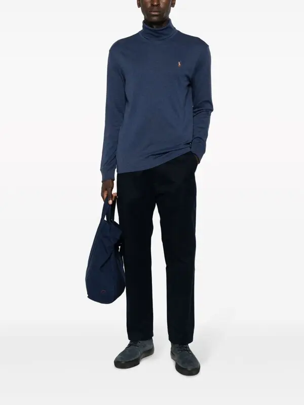 Polo Ralph Lauren Logo-embroidered Roll-neck Jumper - Blue