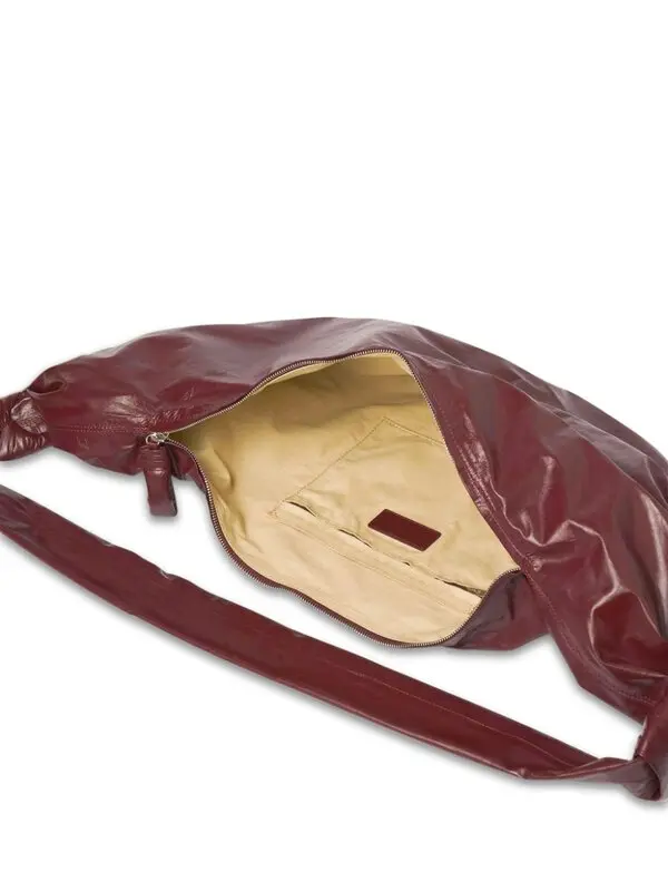 LEMAIRE Large Soft Croissant Bag In Paper Leather - Red