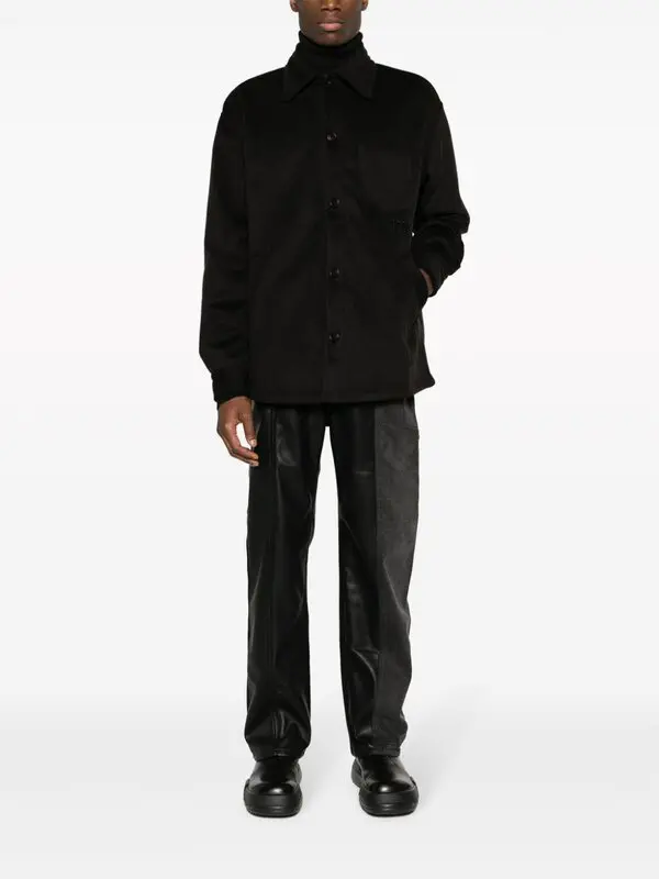 Gcds Logo-embroidered Overshirt - Black