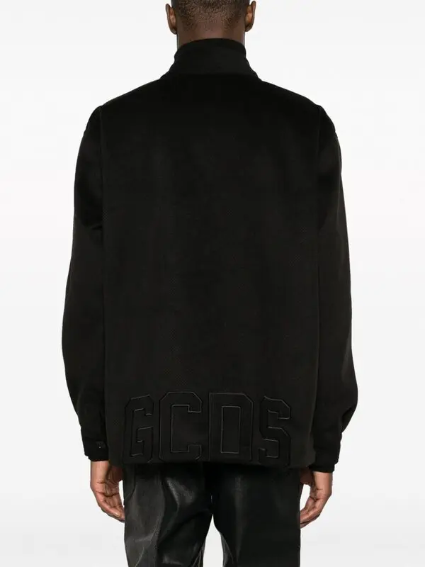 Gcds Logo-embroidered Overshirt - Black