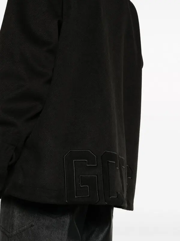 Gcds Logo-embroidered Overshirt - Black