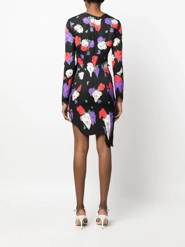 Moschino Floral-print Asymmetric Minidress
