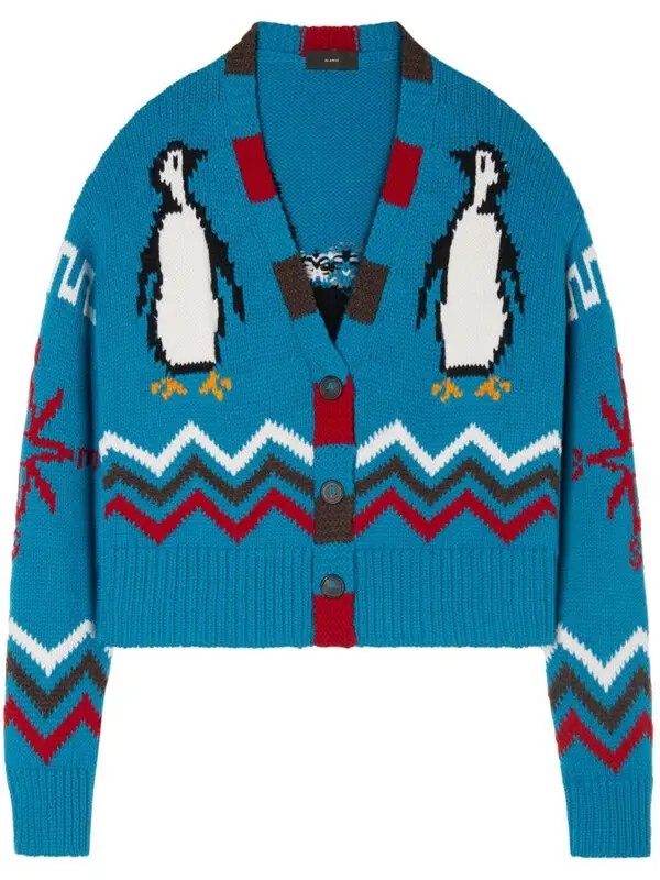 Alanui For The Love Of Penguin Jacquard Cardigan