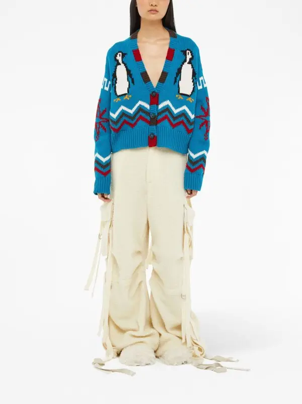 Alanui For The Love Of Penguin Jacquard Cardigan