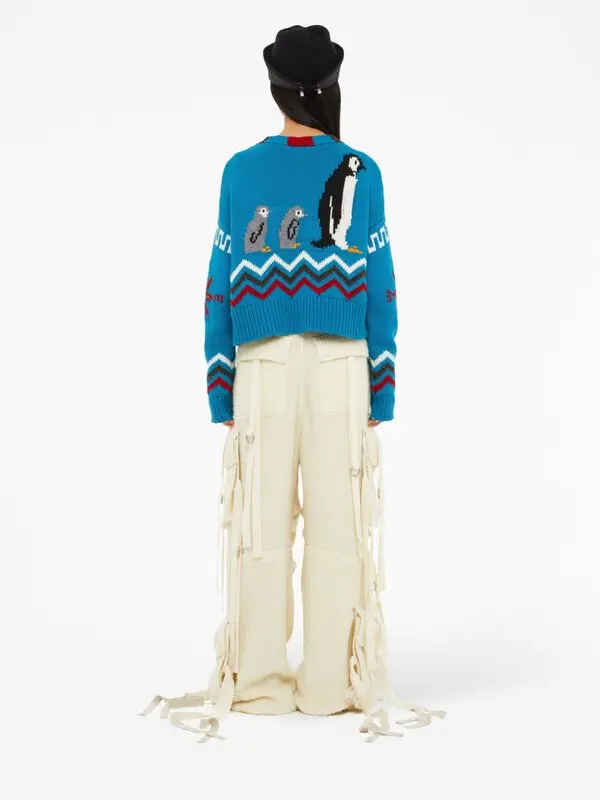 Alanui For The Love Of Penguin Jacquard Cardigan
