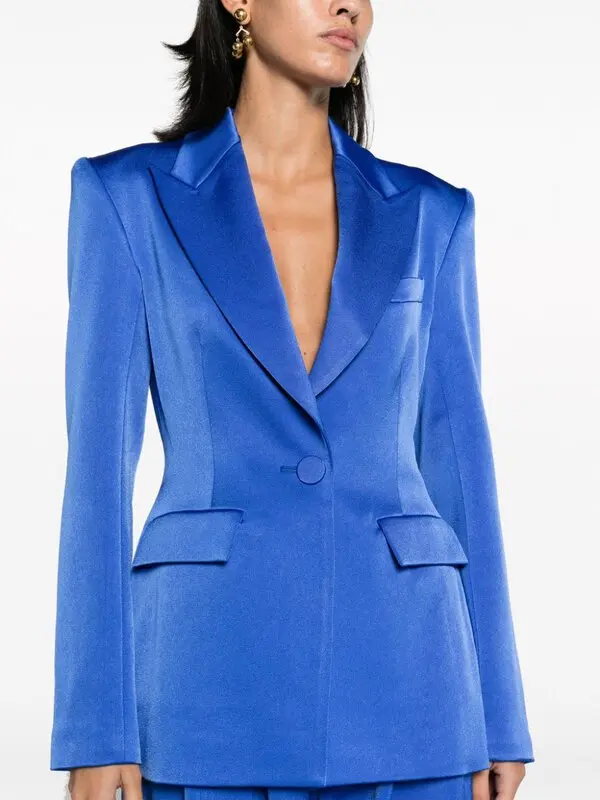 Alex Perry Single-Breasted Satin Blazer In Blue - 61% Off | Editorialist