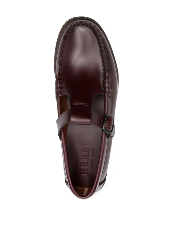 Hereu Alber Calf Leather Loafers With Side Buckle - Red