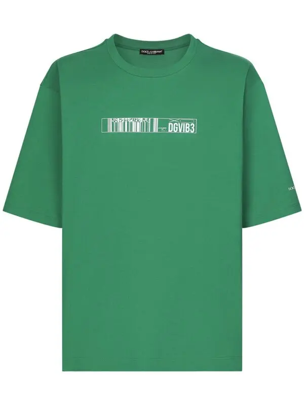 Dolce & Gabbana Barcode-print Cotton T-shirt - Green
