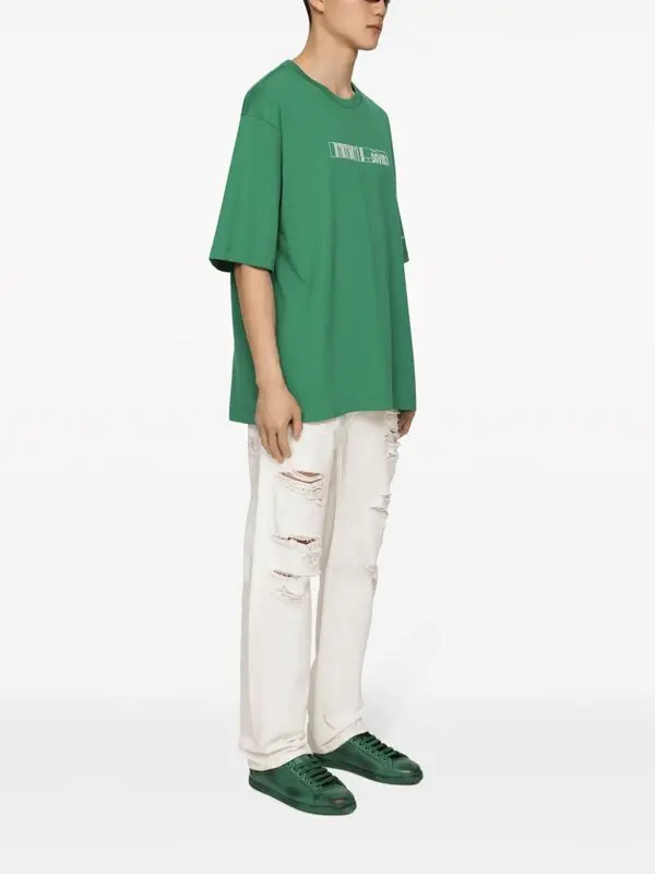 Dolce & Gabbana Barcode-print Cotton T-shirt - Green
