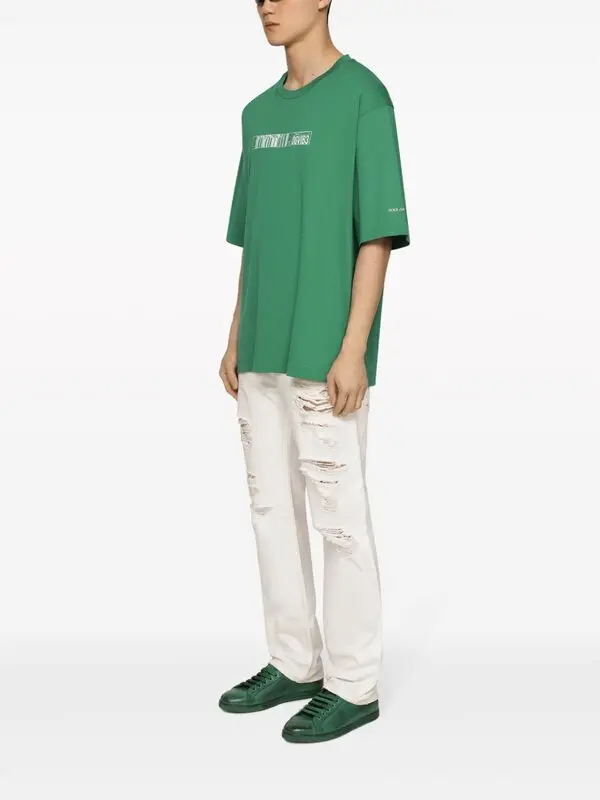 Dolce & Gabbana Barcode-print Cotton T-shirt - Green