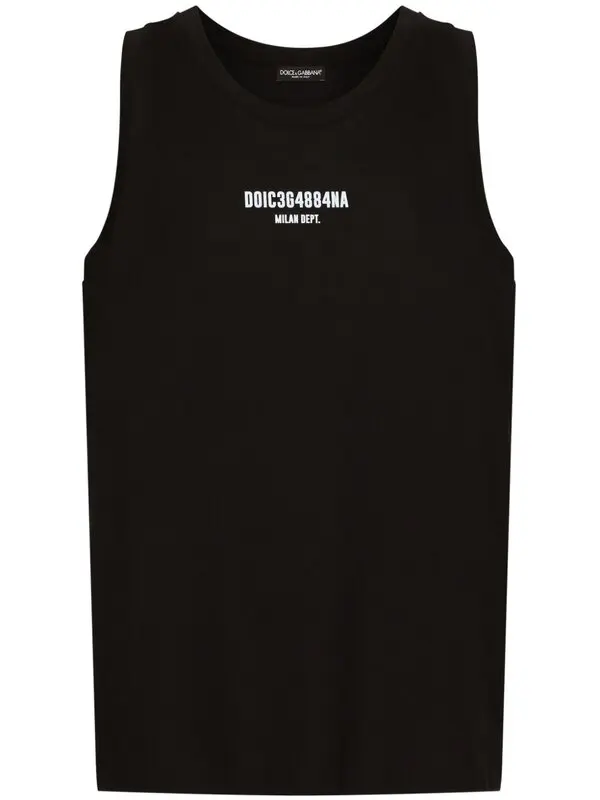Dolce & Gabbana Logo-print Sleeveless Cotton T-shirt - Black