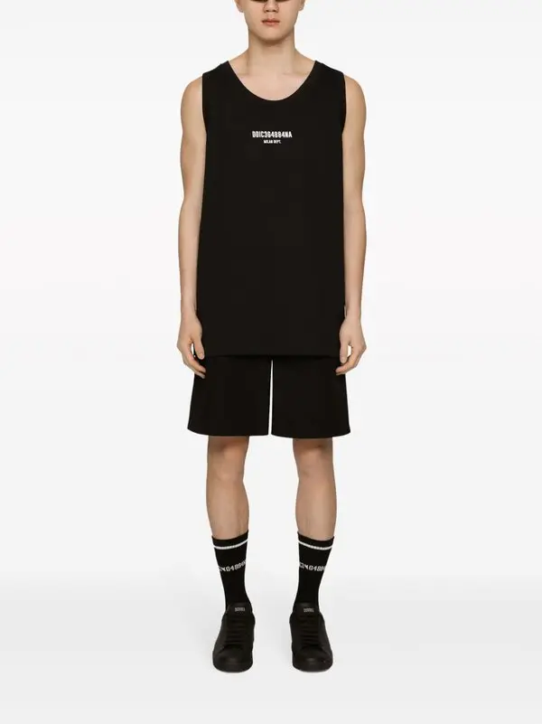 Dolce & Gabbana Logo-print Sleeveless Cotton T-shirt - Black