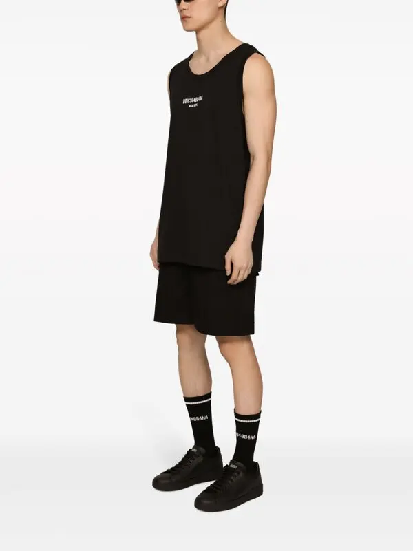 Dolce & Gabbana Logo-print Sleeveless Cotton T-shirt - Black